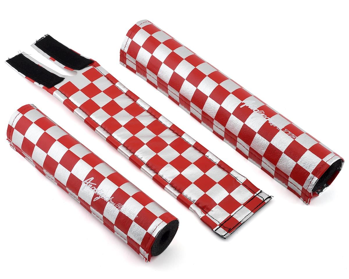 Flite Classic Checkers BMX Pad Set (Red/Chrome) - Dan's Comp