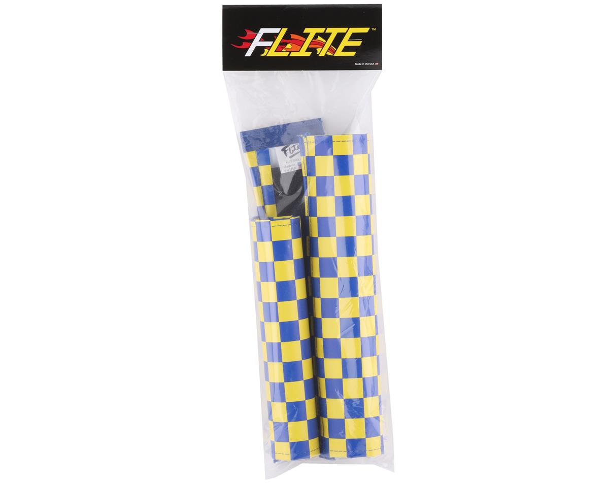 Flite Classic Checkers BMX Pad Set (Yellow/Blue) - Dan's Comp