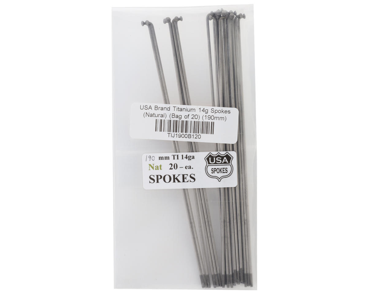 USA Brand Titanium 14g Spokes (Natural) (Bag of 20) (190mm) - Dan's Comp